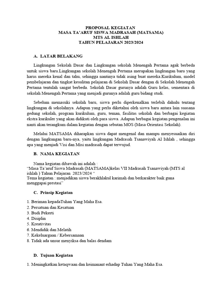 Proposal Kegiatan Matsama 23 Jadi | PDF