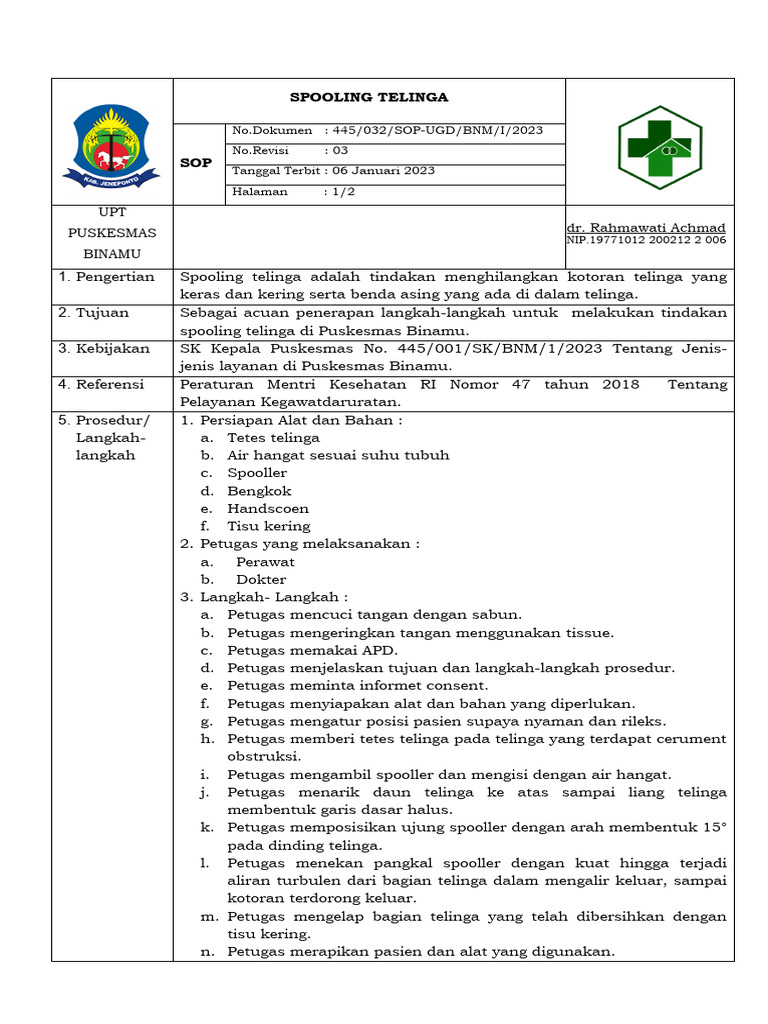 Sop Spooling Telinga | PDF