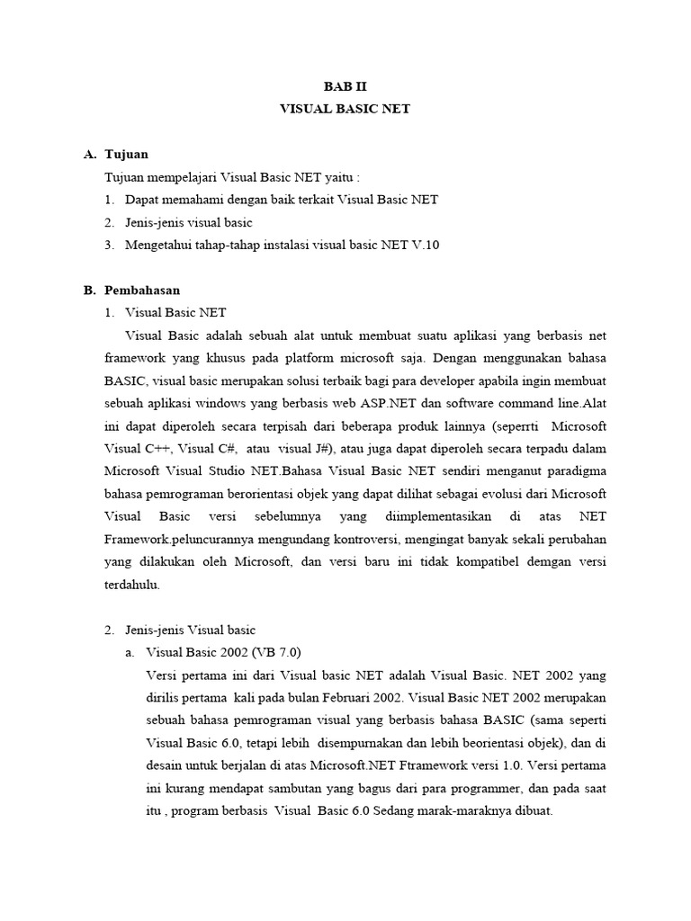 Bab 2 Dasar Pemrograman Visual | PDF