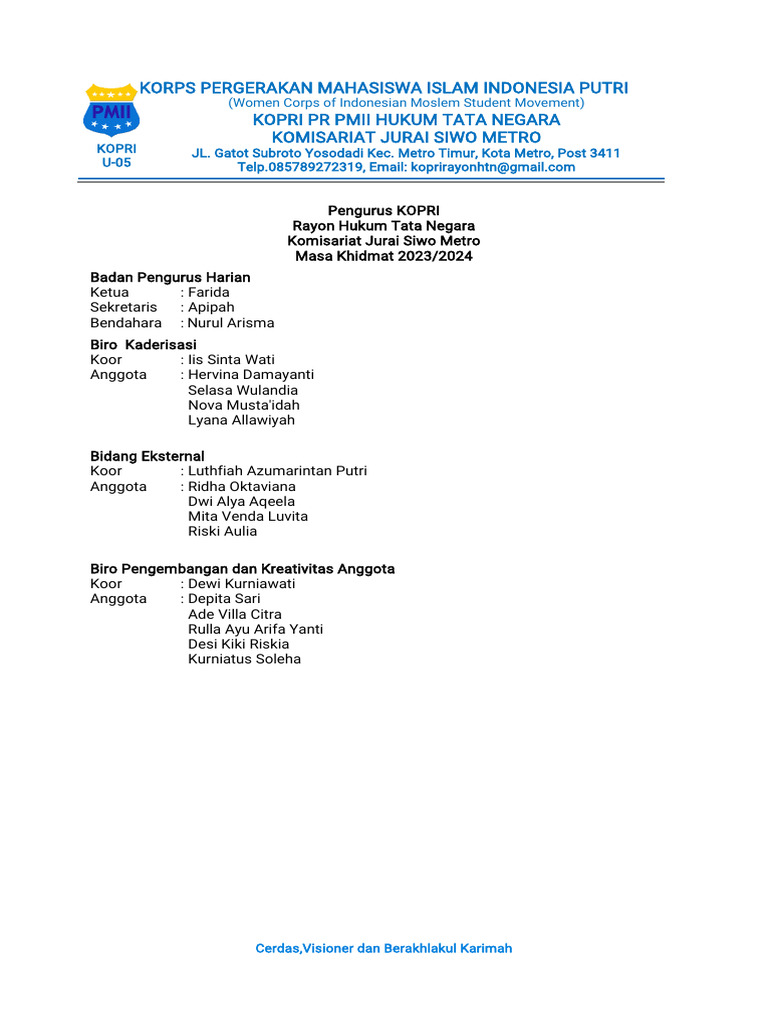 Pengurus KOPRI 2023-2024 | PDF | Ilmu Sosial