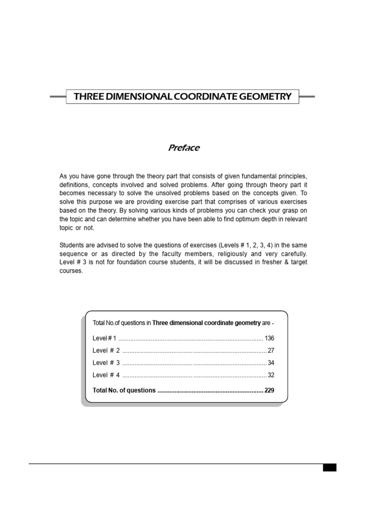 Three Dimensional Coordinate Geometry | PDF