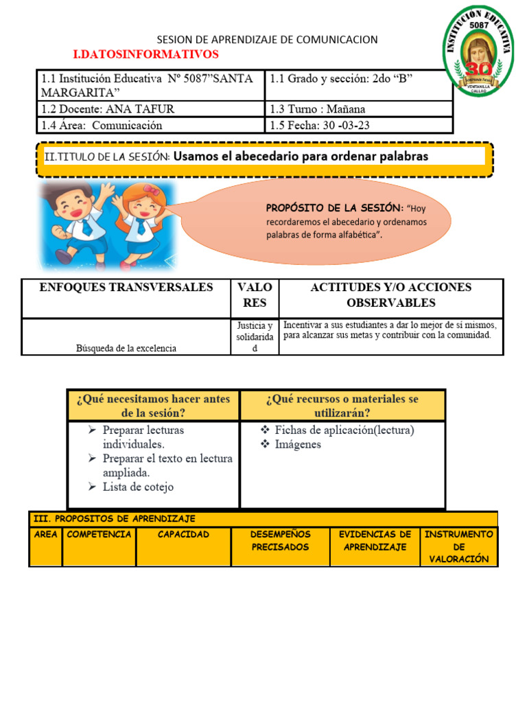 04sesion de Alfabeto | PDF | Alfabeto | Aprendizaje
