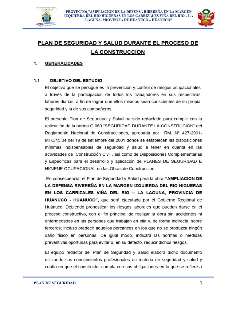 Plan de Seguridad | PDF | Seguridad y salud ocupacional | La seguridad