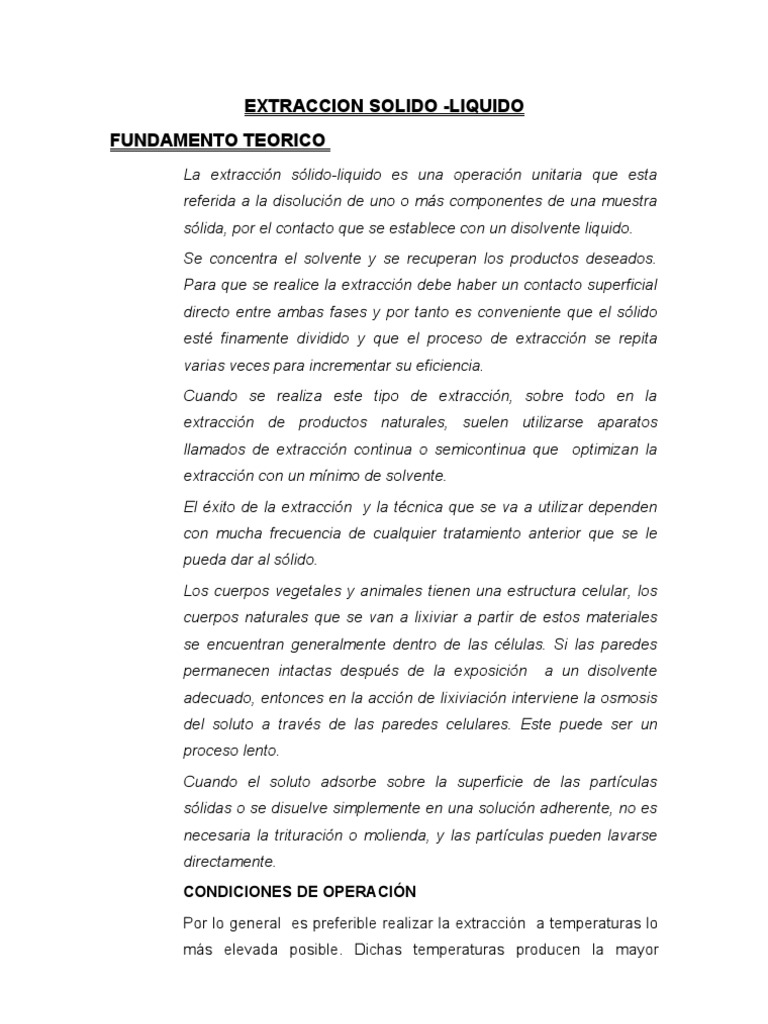 Extracción Sólido-Líquido: Fundamentos y Métodos | PDF | Solvente ...