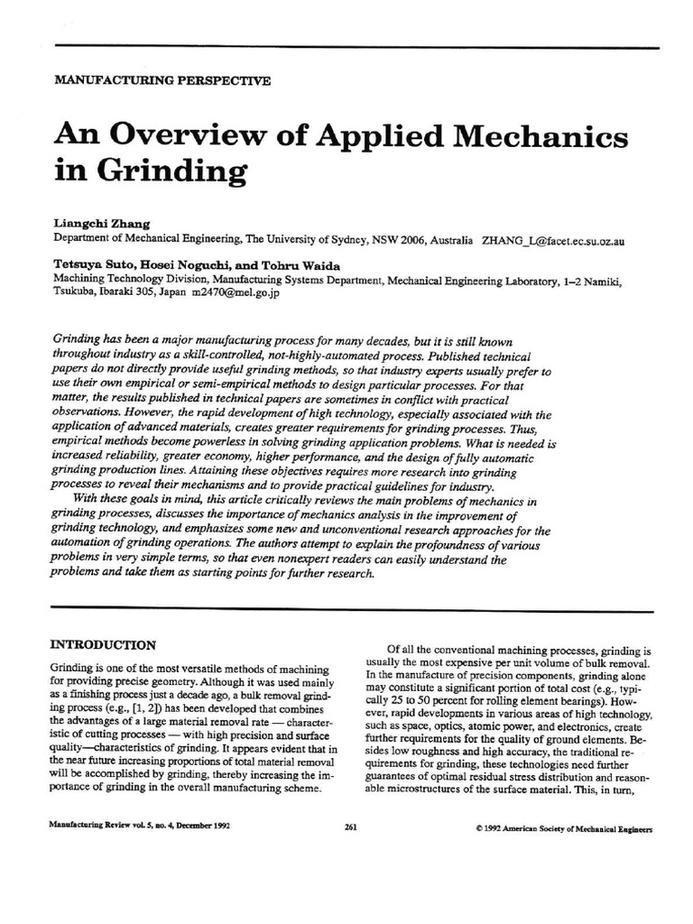 Grinding Review 1992 | PDF