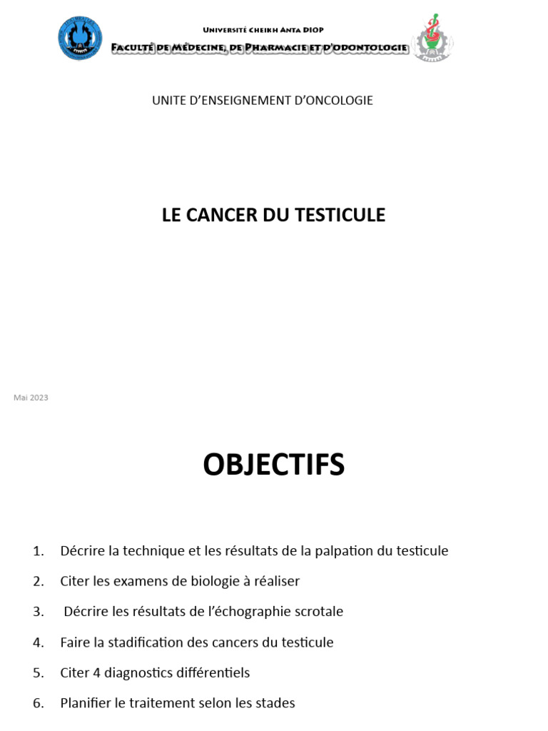 Cancer Du Testicule | PDF | Spécialités médicales | Médecine clinique