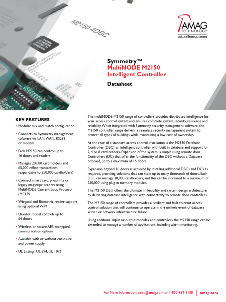 AMAG-5013 Data Sheet Rebranding - Symmetry Multinode M2150 Intelligent Controller US - V2 ...