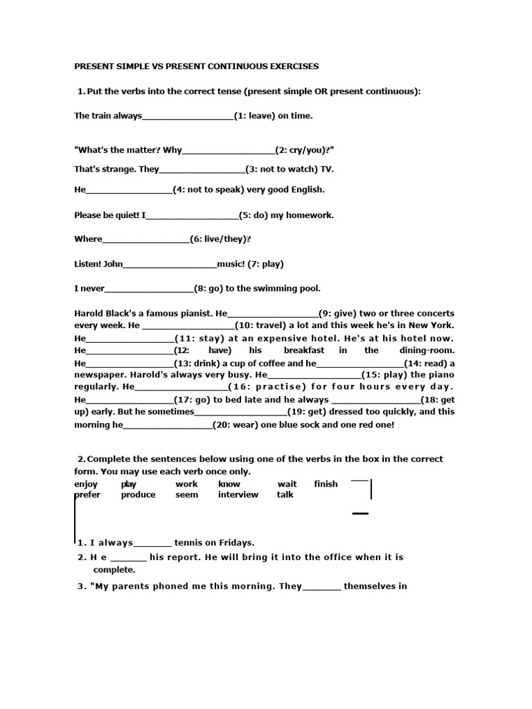 12.10 Present Simple V Present Continuous | PDF