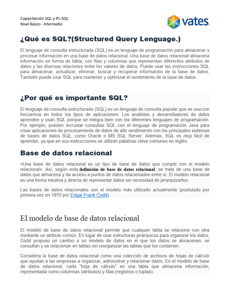 Primera Clase | PDF | SQL | Base de datos relacional