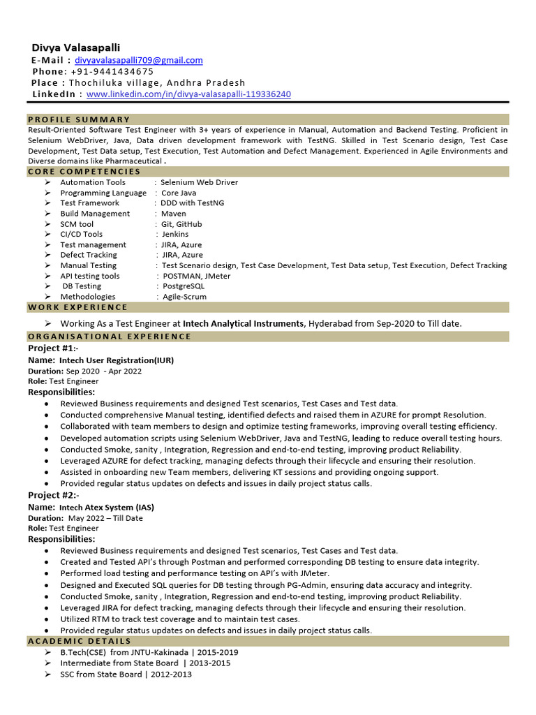 Divya Valasapalli QA Resume | PDF | Software Testing | Selenium (Software)