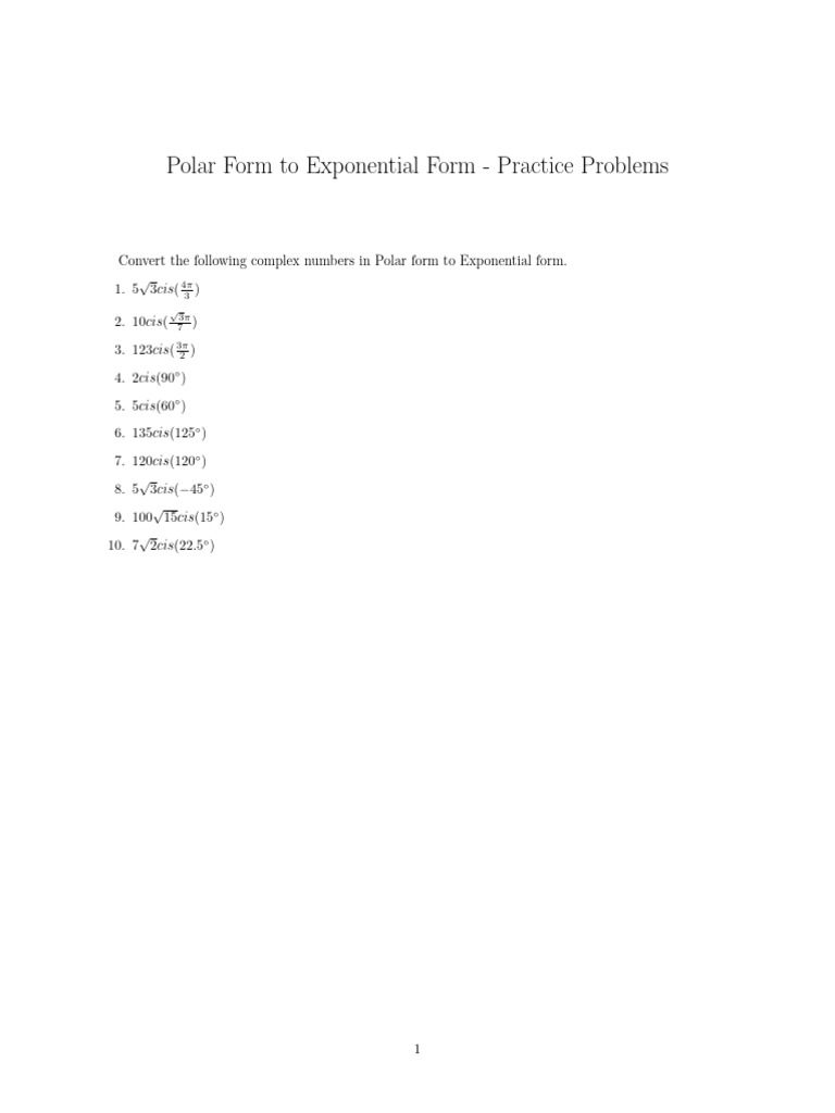 Polar to Exponential Conversion Practice | PDF