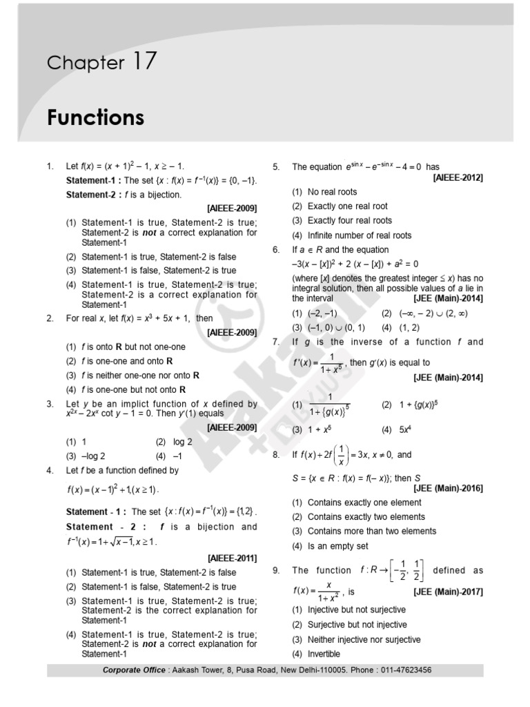 M Ch 17 Functions Pdf Function Mathematics Abstract Algebra