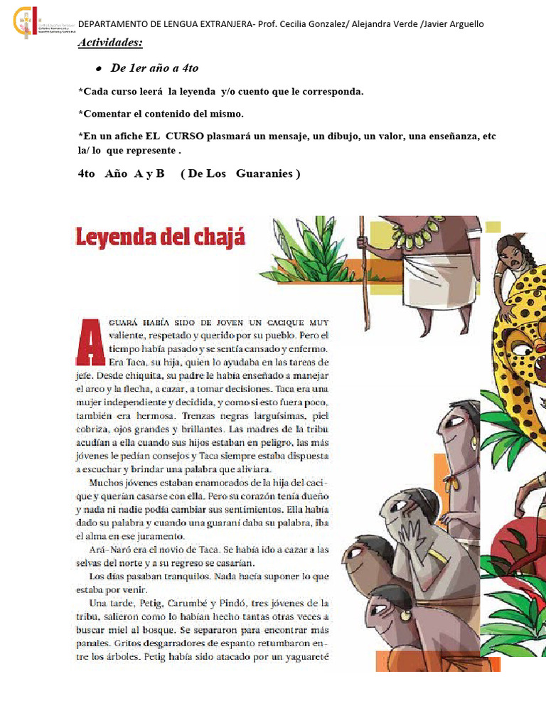 4to Año A y B La Leyenda Del Chajá | PDF
