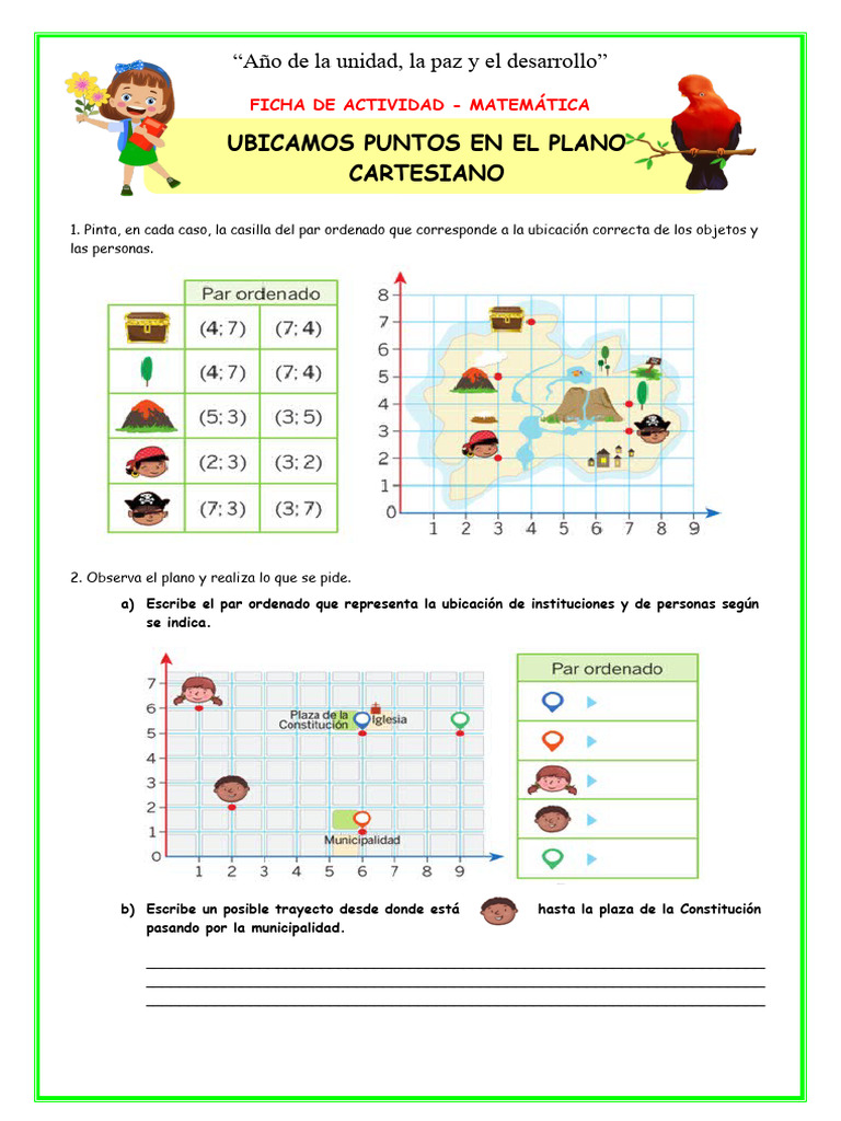 Ficha-Lun-Mat - Ubicamos Puntos en El Plano Cartesiano | PDF