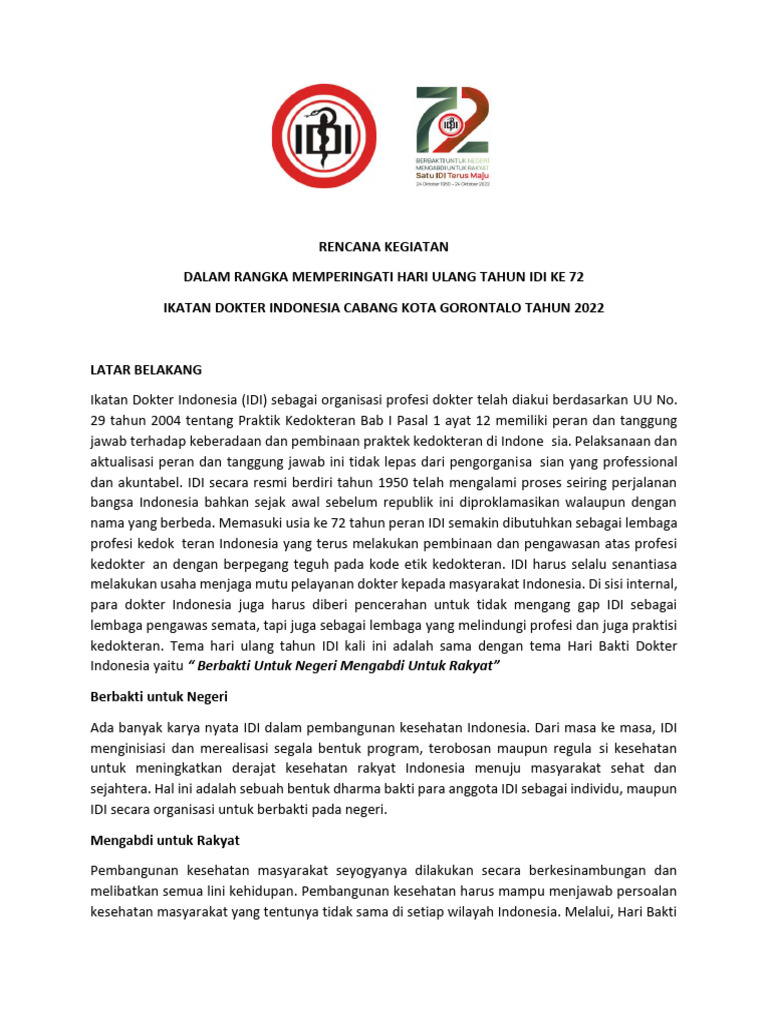 KEGIATAN HUT IDI Ke 72 Tahun 2022 | PDF KEGIATAN HUT IDI Ke 72 Tahun 2022 | PDF