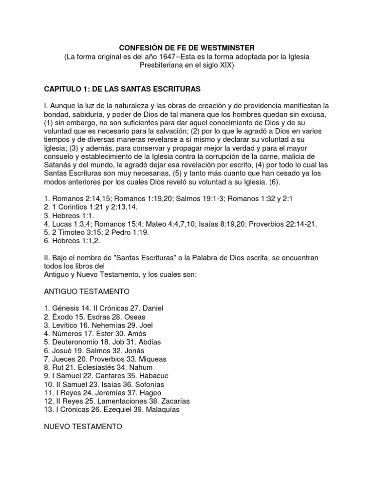 Confesión de Fe de Westminster | PDF