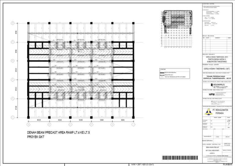 Denah Beam Precast Area Ramp Lt.4 Ke Lt.5 Proyek GKT | PDF