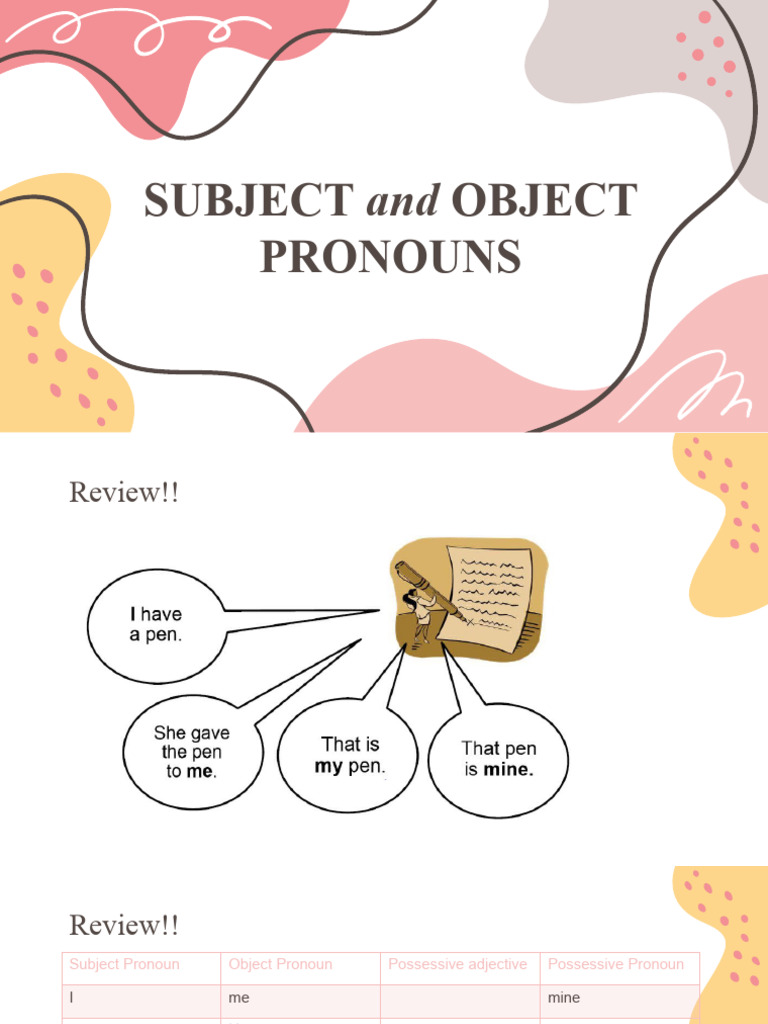 Unit 8 - Subject N Object Pronoun | PDF