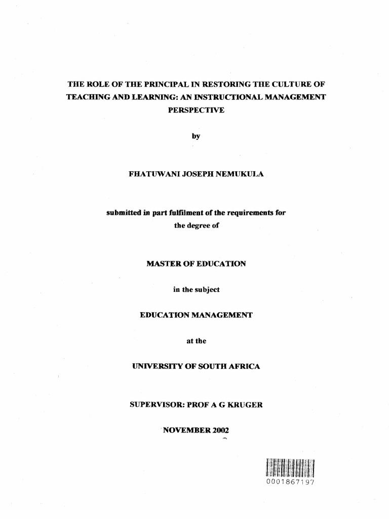 Dissertation Nemukula FJ | PDF | Teachers | Learning