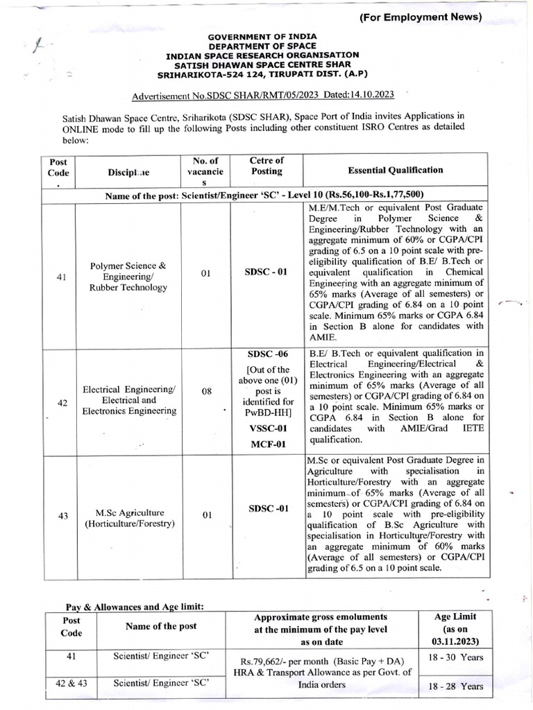 Isro Recruitment 2023 PDF | PDF
