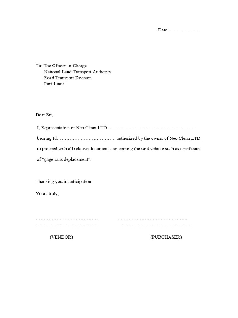 Letter For Gage Authorize | PDF