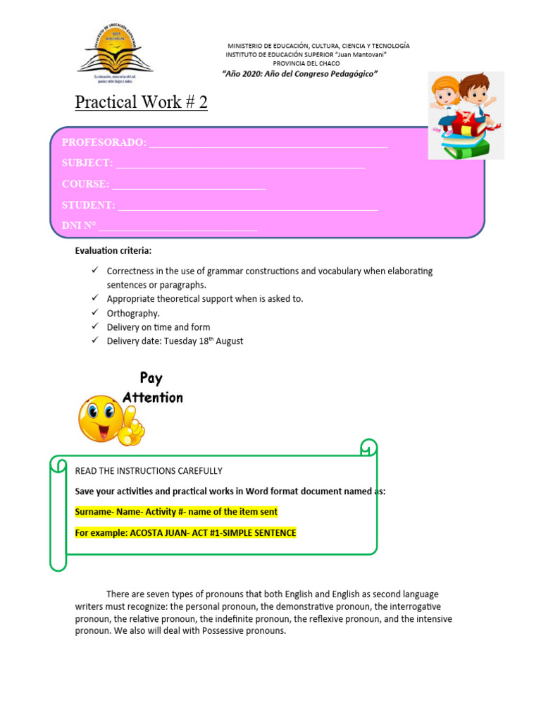 Practical Work 2 | PDF | Pronoun | Plural