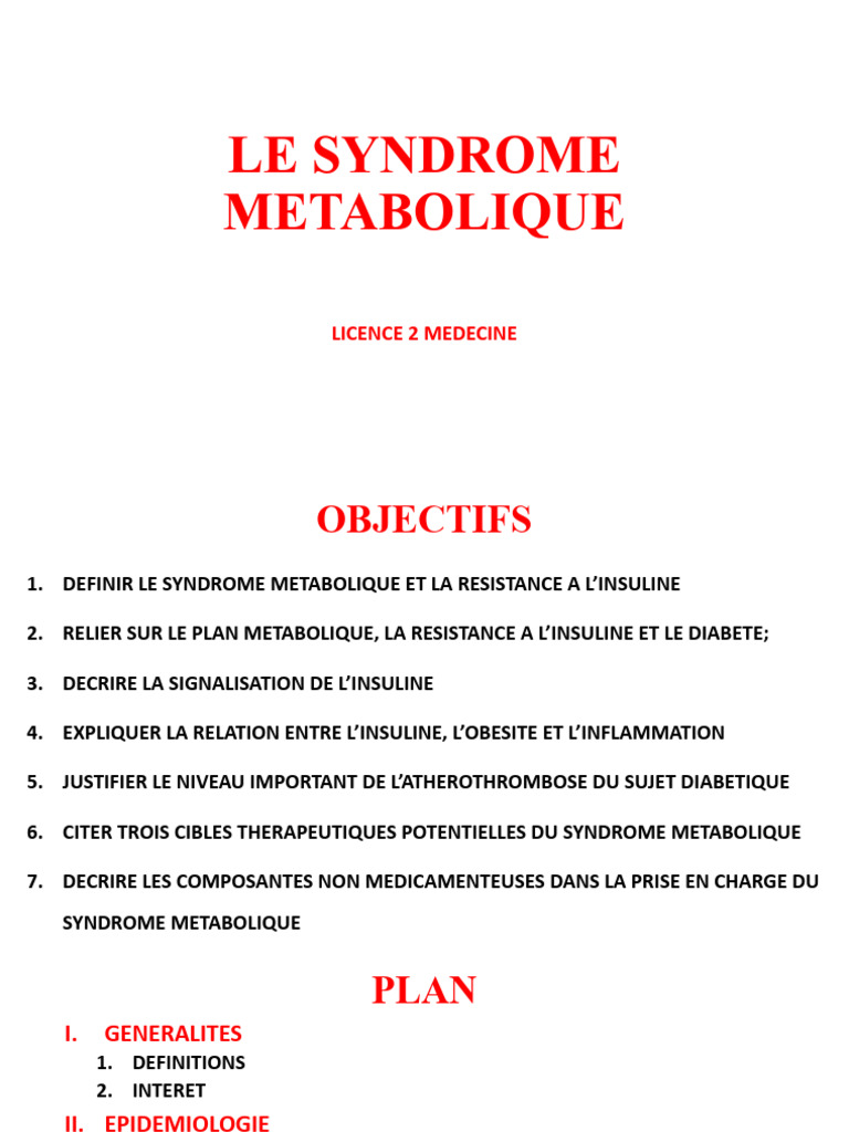 Le Syndrome Metabolique | PDF | Syndrome métabolique | Gestion de l'obésité
