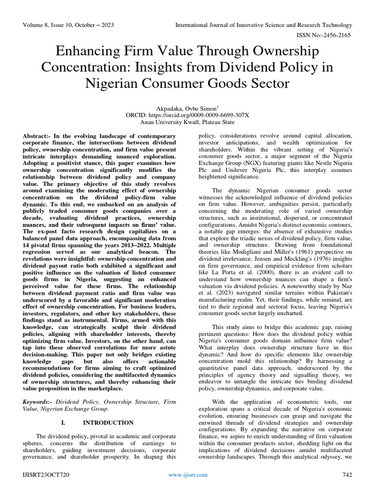 Enhancing Firm Value Through Ownership Concentration: Insights From ...