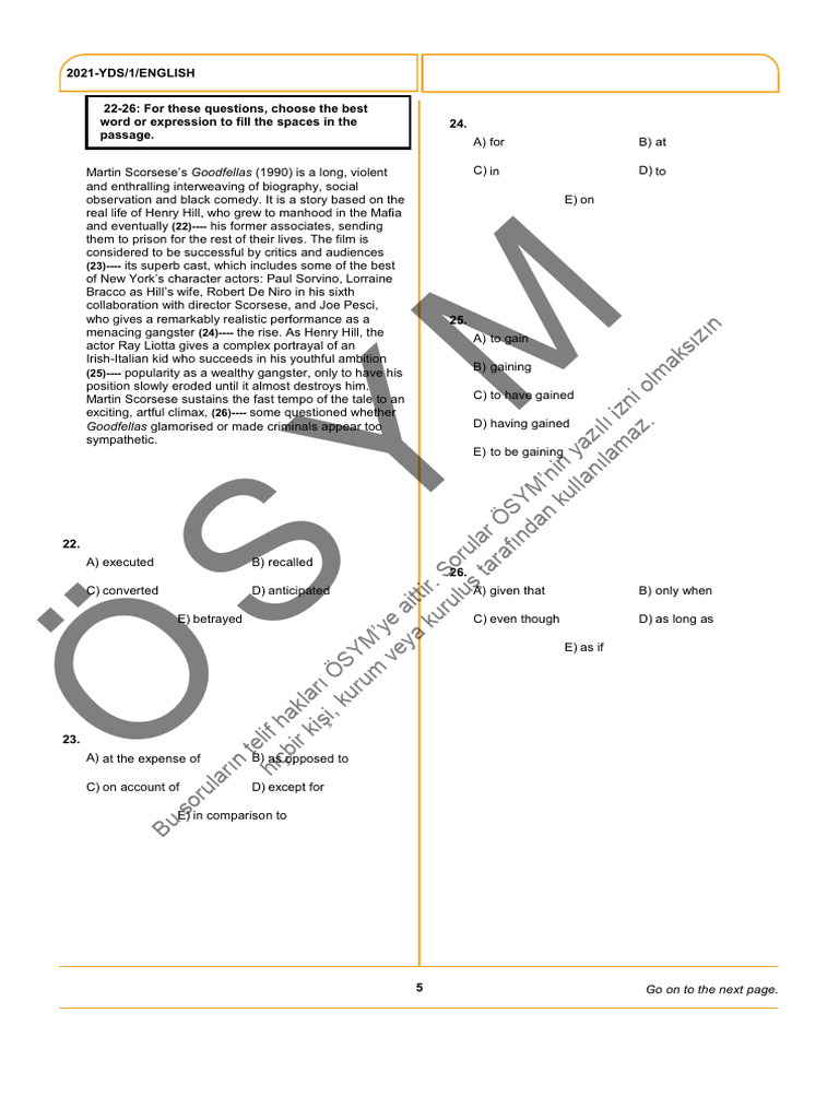 YDS1 Ingilizce | PDF