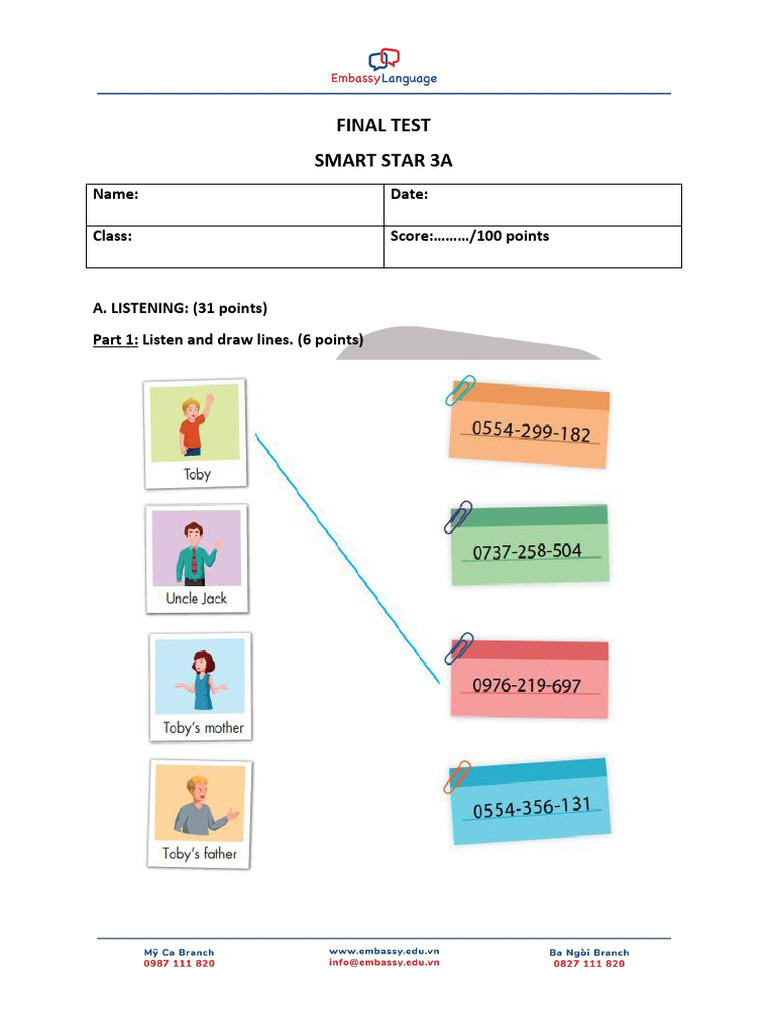 Smart Star 3A Final Test Overview | PDF | Language Arts & Discipline