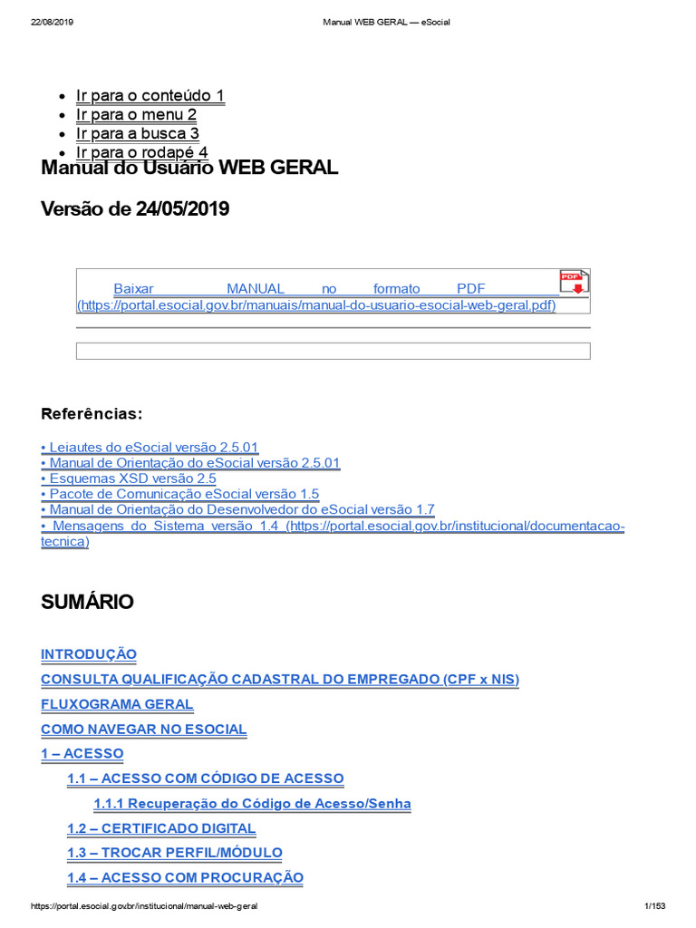 Manual WEB GERAL - ESocial | PDF | Rede mundial de computadores | Internet e Web