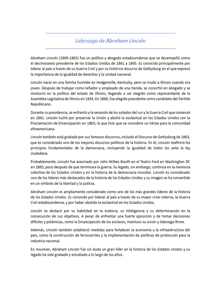Abraham Lincoln | PDF | Abraham Lincoln | Guerra civil americana