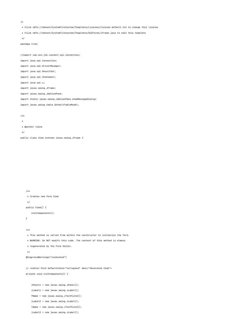 Java Crud Code Pdf Java Programming Language Computing Platforms 