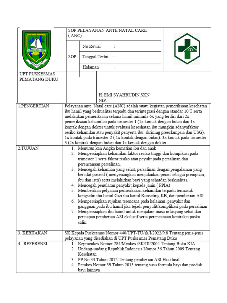 Sop Anc | PDF | Kesehatan Holistik