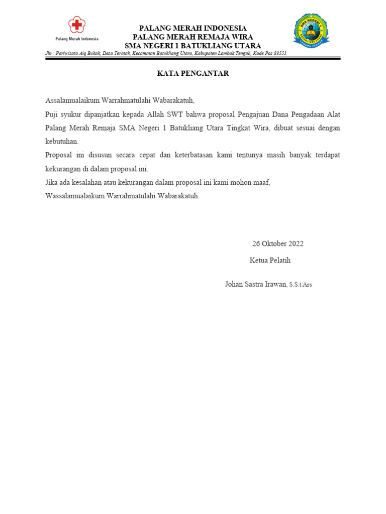 Proposal Pengadaan Alat PMR Wira | PDF