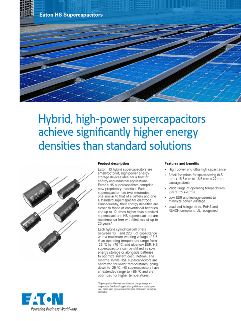 Eaton Hs Supercapacitor Product Aid | PDF | Capacitor | Nature