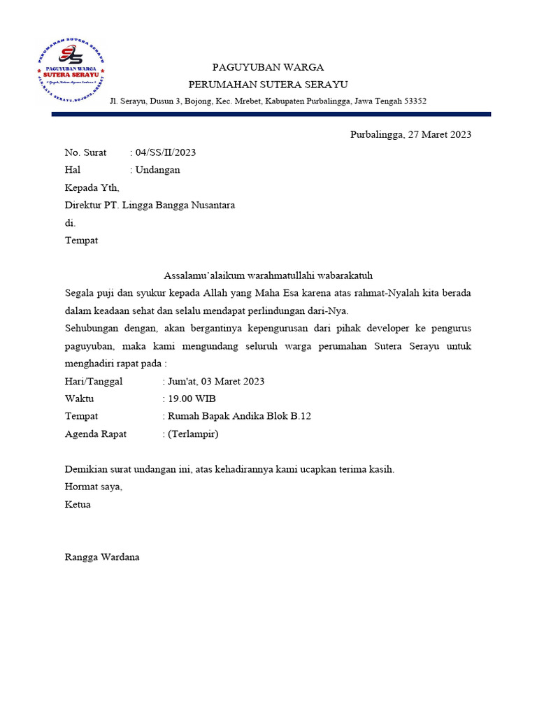 Surat Undangan Developer | PDF