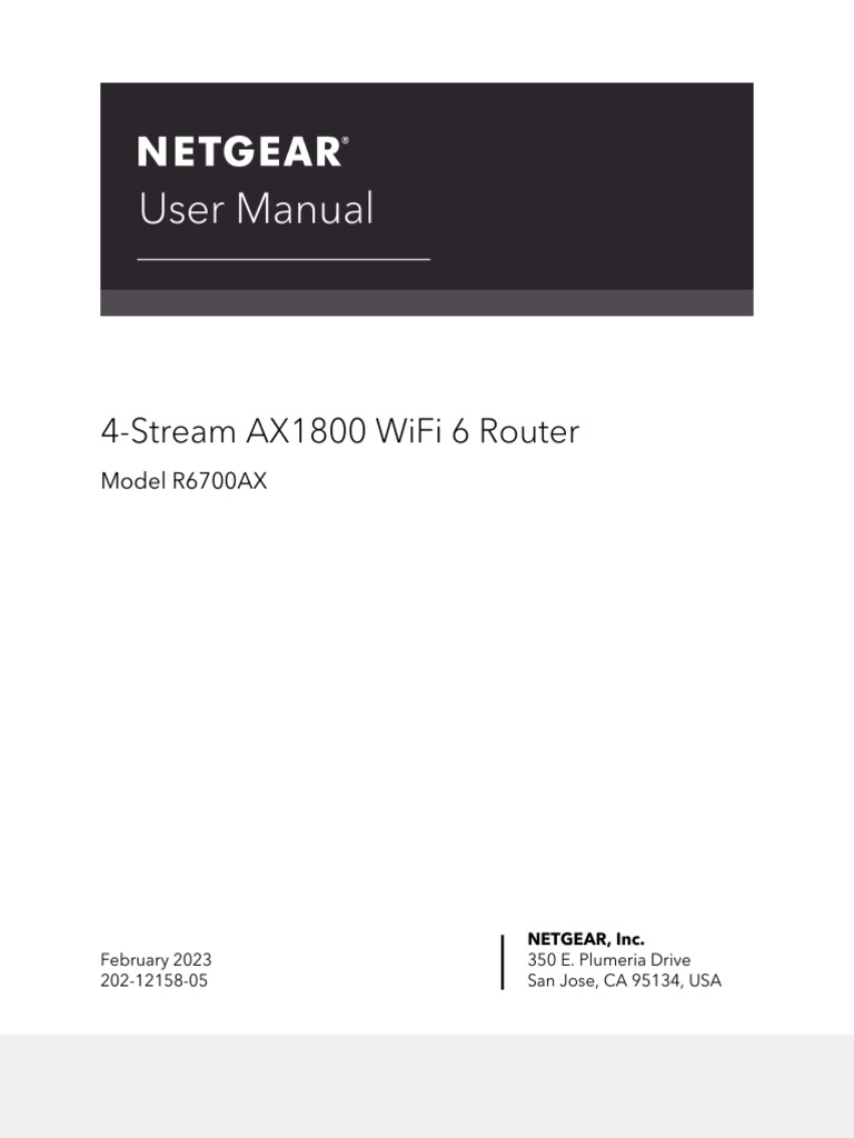 NETGEAR 4-Stream AX1800 WiFi 6 Router User Manual | PDF