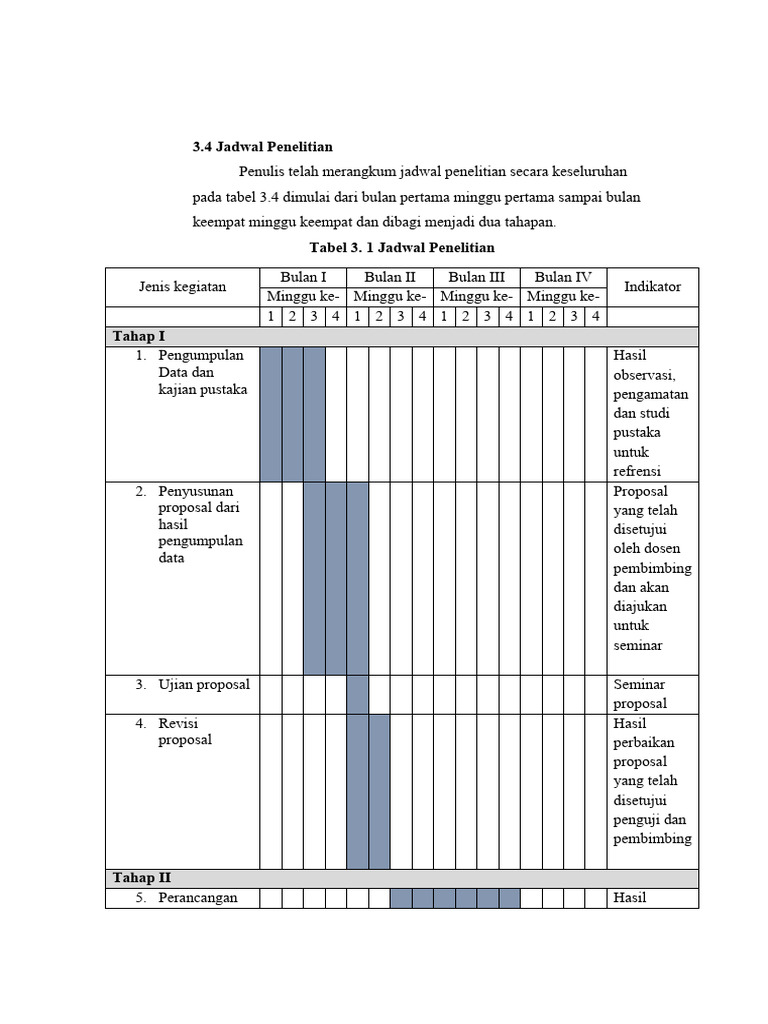 Jadwal Penelitian 4 Bulan | PDF