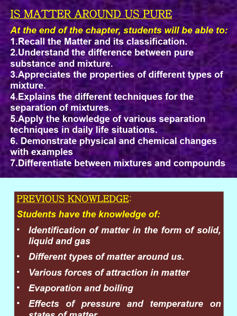 Pure Substances & Mixtures Guide | PDF | Mixture | Chemical Substances