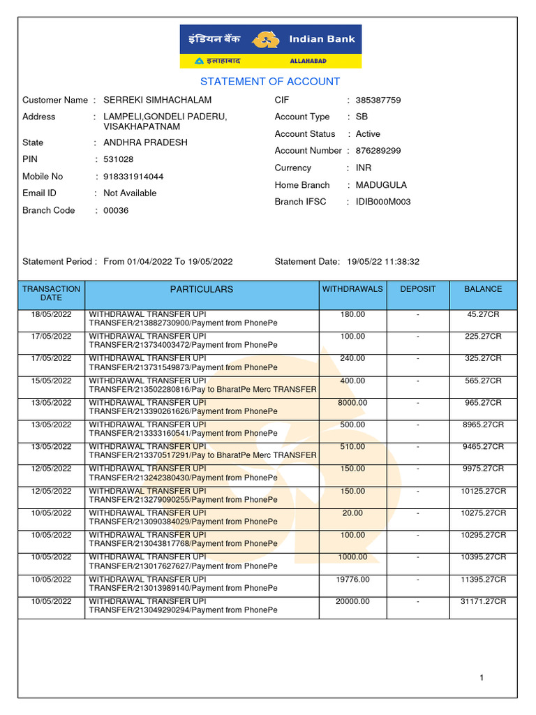 SBI Bank Statement: Last 6 Months | PDF | Payments | Economies