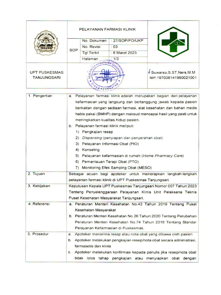 2 A Sop Pelayanan Farmasi Klinis Pdf