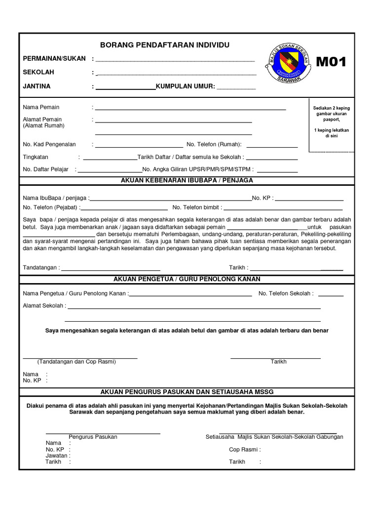 Borang Mo1 MSSS | PDF