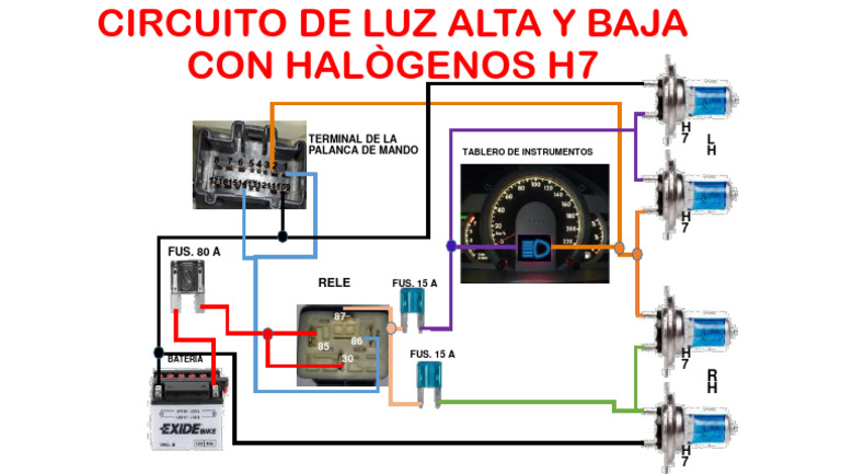 Circuito de Luz Alta y Baja Con Halògenos h 7 | PDF