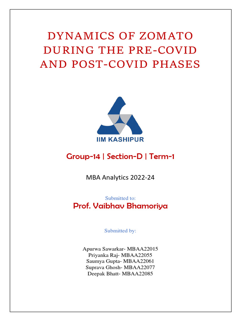 ME Zomato Project | PDF | Demand | Pricing