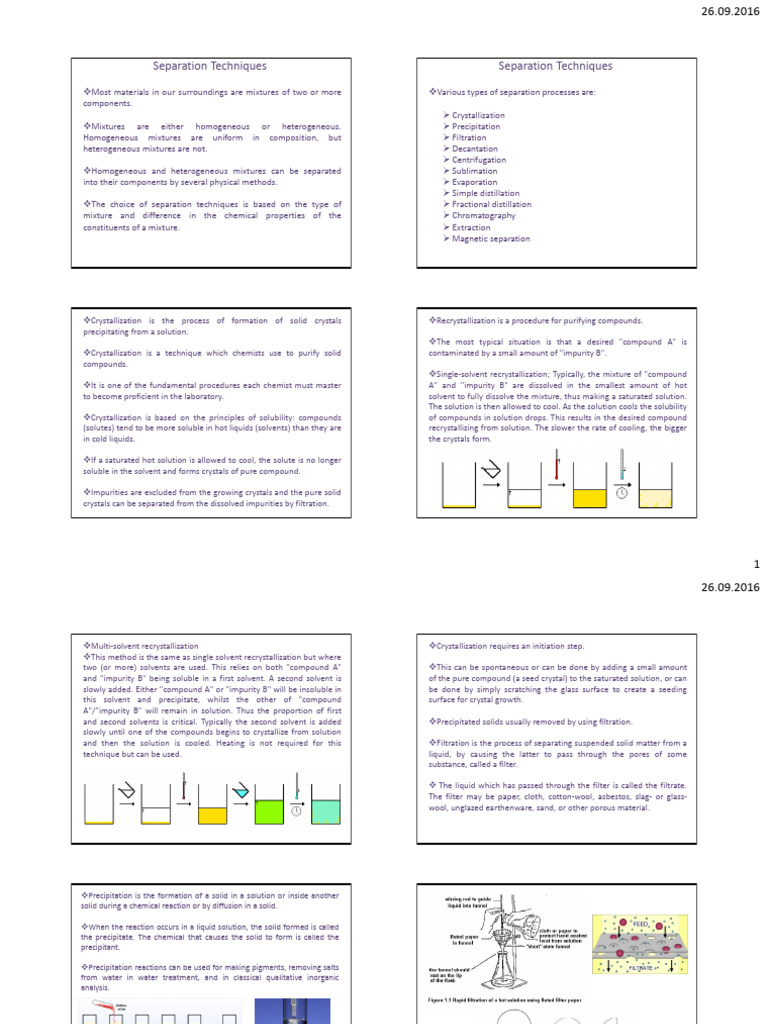 Lecture 3 Separation Techniques | PDF | Distillation | Chromatography