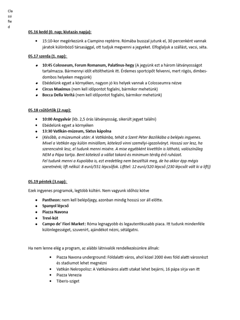 Róma Útvonal | PDF