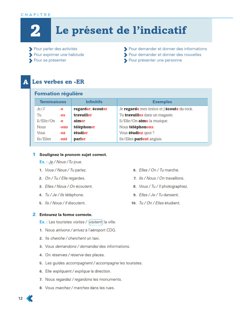 Le Présent de L'indicatif | PDF