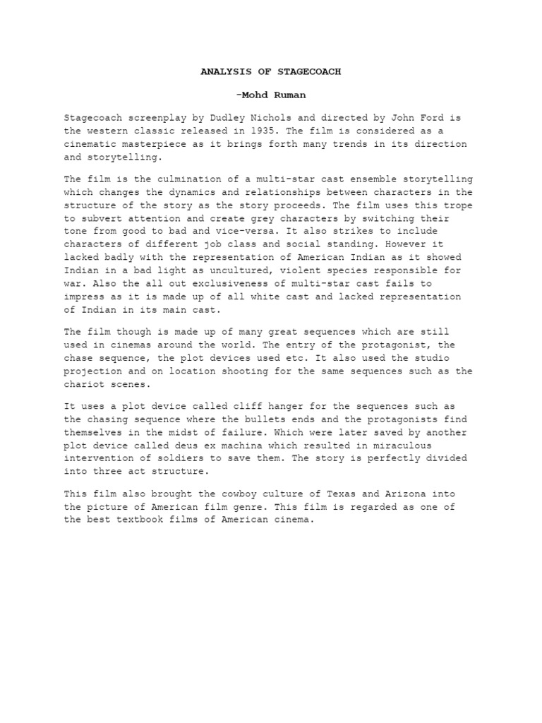 Analysis of Stagecoach | PDF