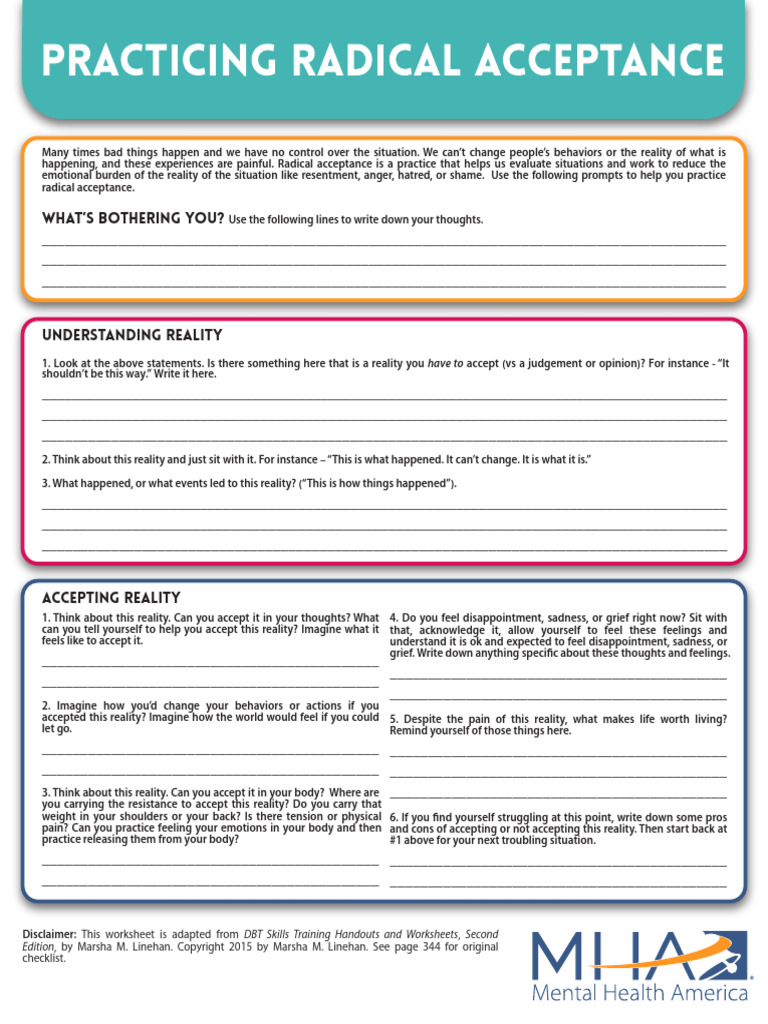 Worksheet Practicing Radical Acceptance | PDF